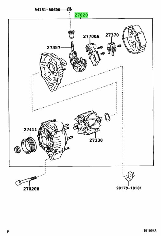 Buy Genuine Toyota 2706021030 (27060-21030) Alternator Assy. Prices ...