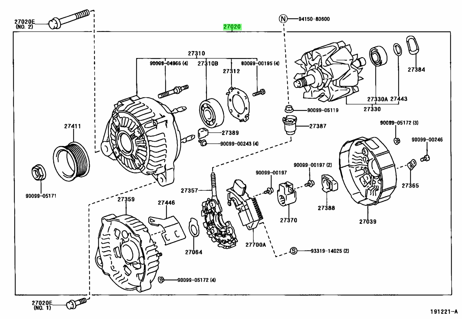Buy Genuine Toyota 2706028190 (27060-28190) Alternator Assy. Prices ...