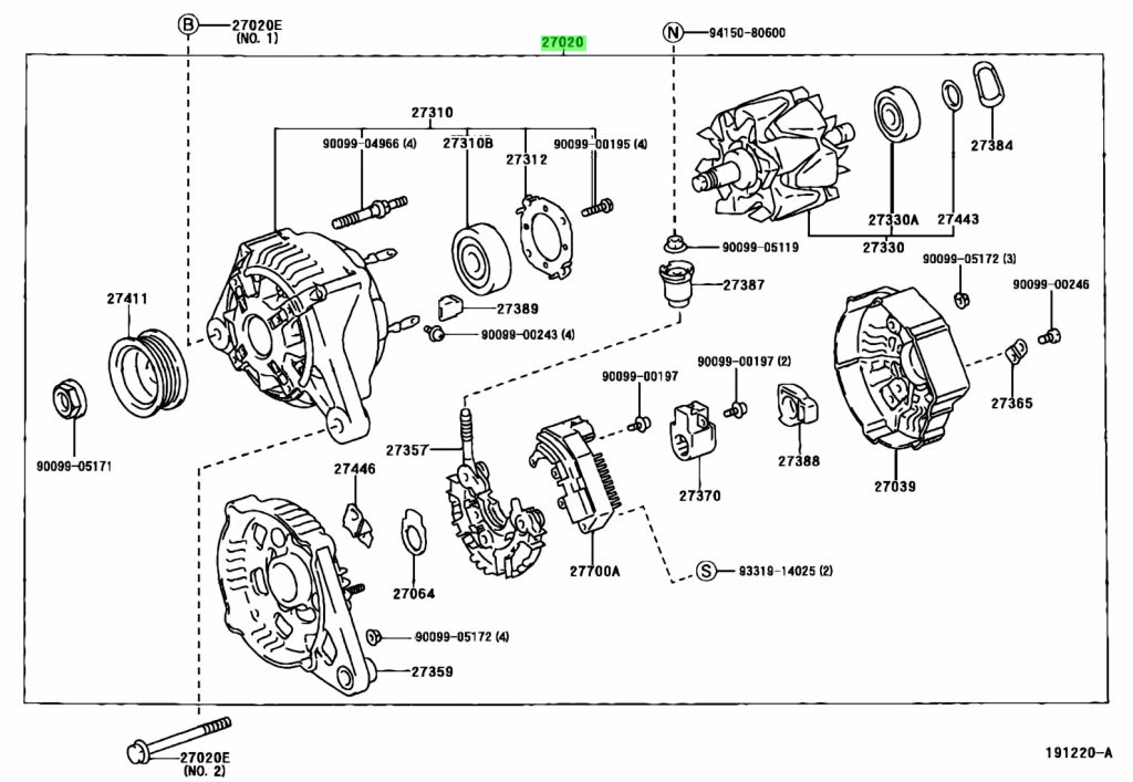 Buy Genuine Toyota 2706028190 (27060-28190) Alternator Assy. Prices ...