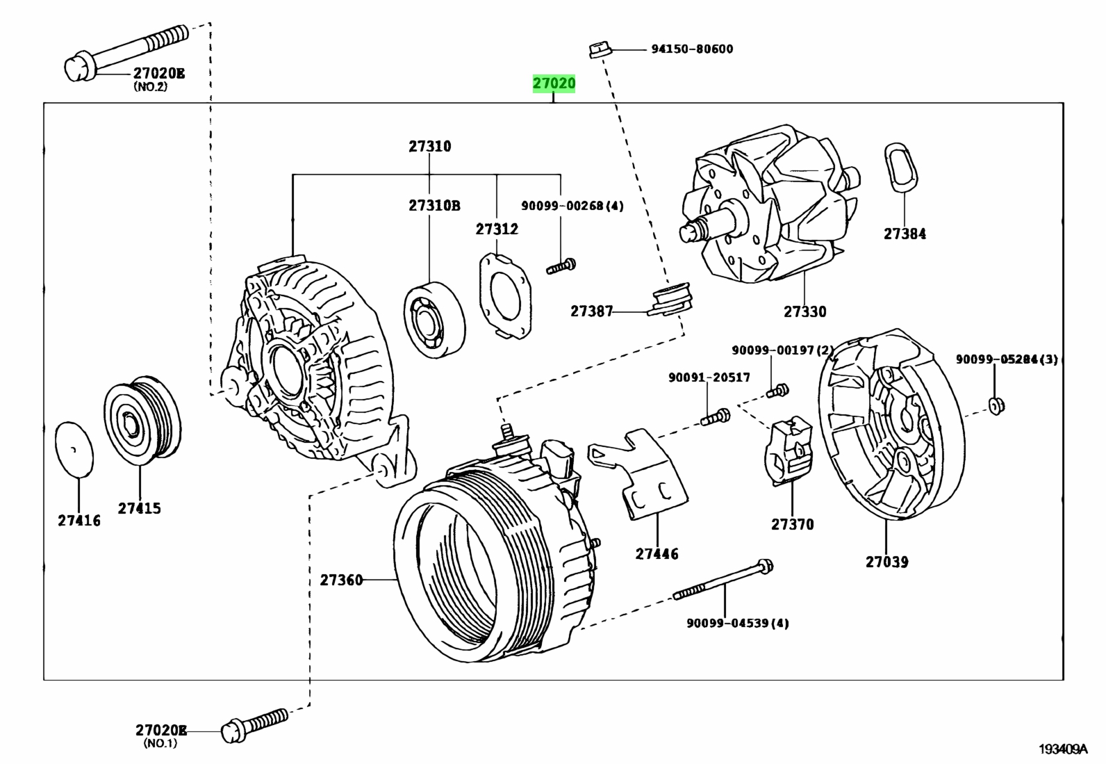 Buy Genuine Toyota 2706028300 (27060-28300) Alternator Assy. Prices ...
