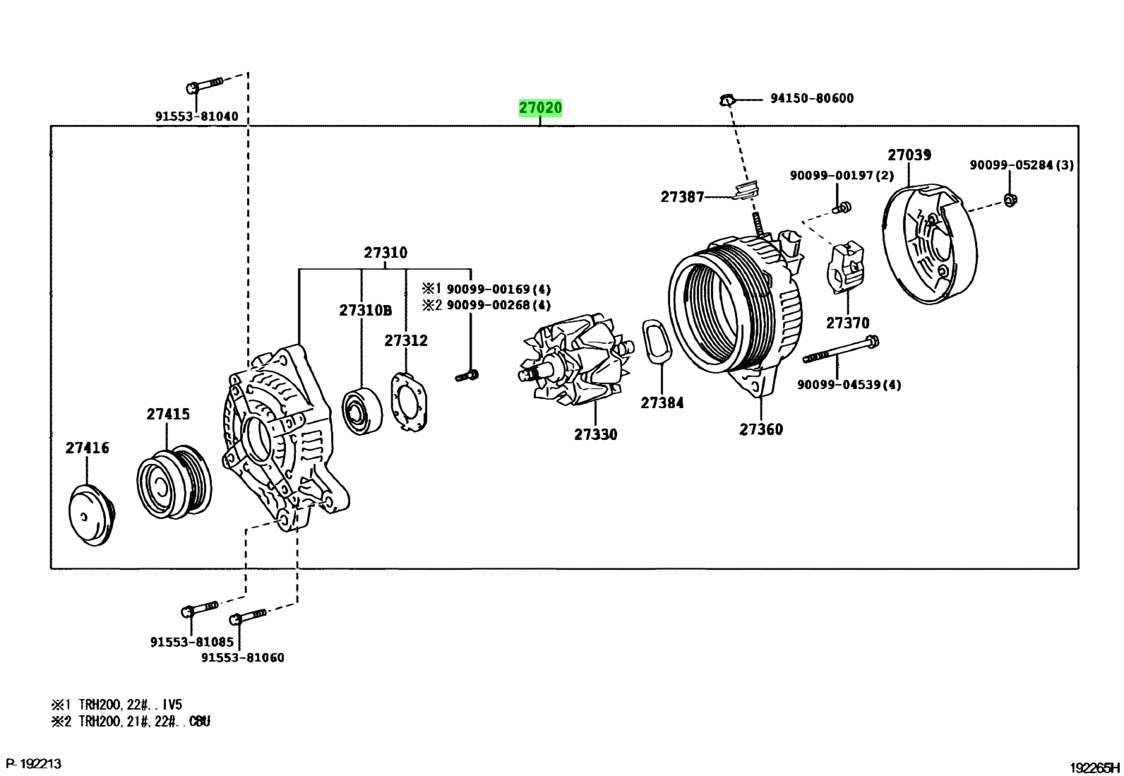Buy Genuine Toyota 2706030210 (27060-30210) Alternator Assy. Prices ...