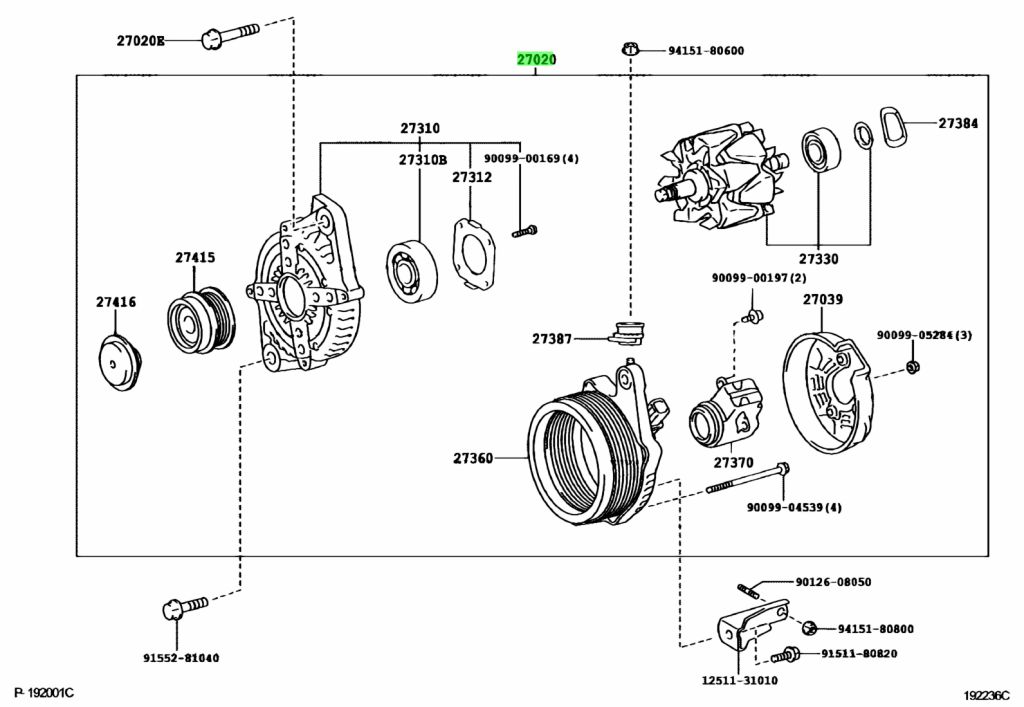 Buy Genuine Toyota 2706031040 (27060-31040) Alternator Assy. Prices ...