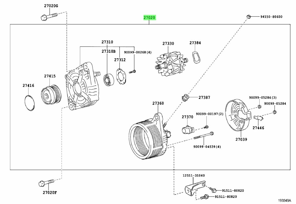 Buy Genuine Toyota 2706031180 (27060-31180) Alternator Assy. Prices ...