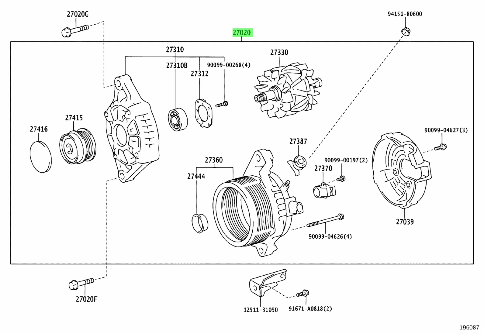 Buy Genuine Toyota 2706031360 (27060-31360) Alternator Assy for Toyota ...