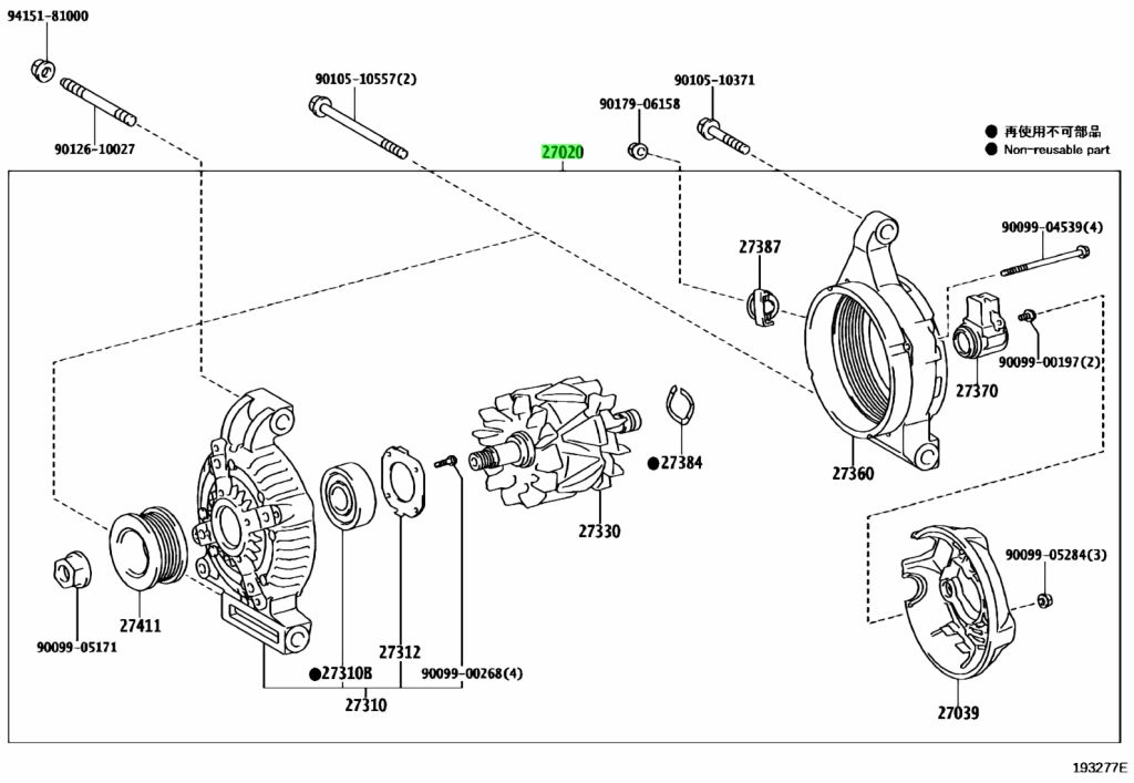 Buy Genuine Toyota 2706038130 (27060-38130) Alternator Assy. Prices ...