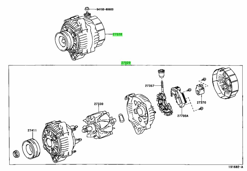 Buy Genuine Toyota 2706050260 (27060-50260) Alternator Assy. Prices ...