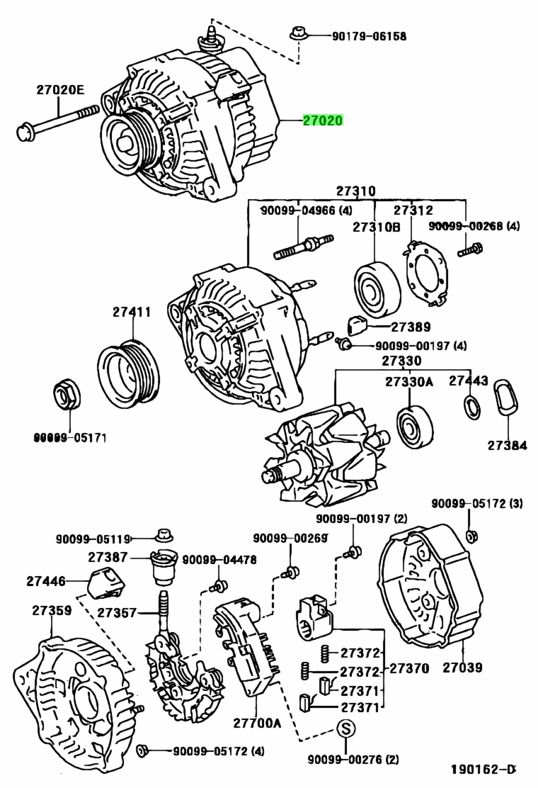 Buy Genuine Toyota 2706074630 (27060-74630) Alternator Assy. Prices ...