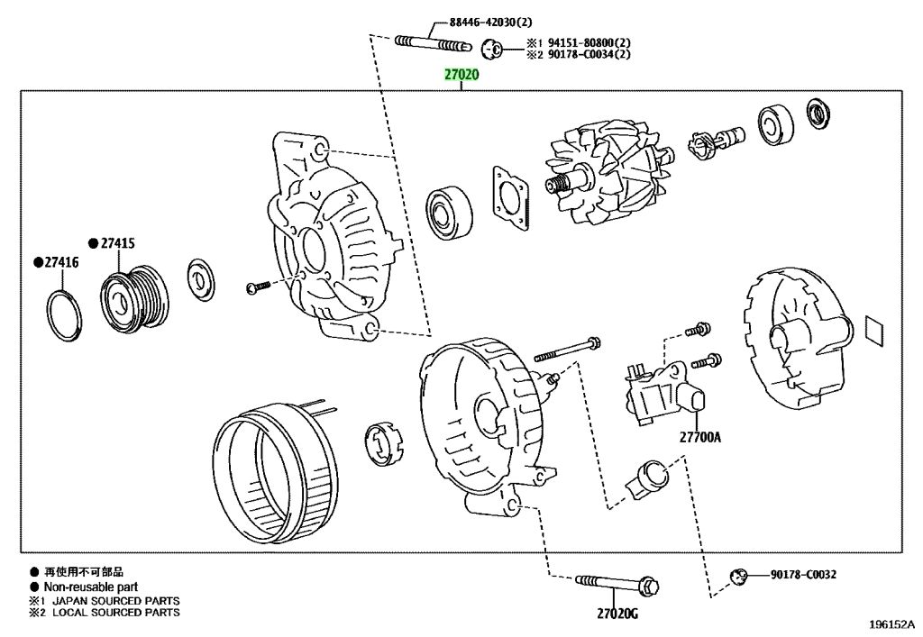 Buy Genuine Toyota 27060F2030 (27060-F2030) Alternator Assy. Photos ...