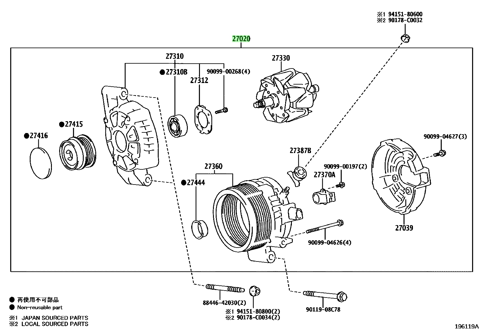 Buy Genuine Toyota 27060F2050 (27060-F2050) Alternator Assy. Photos ...