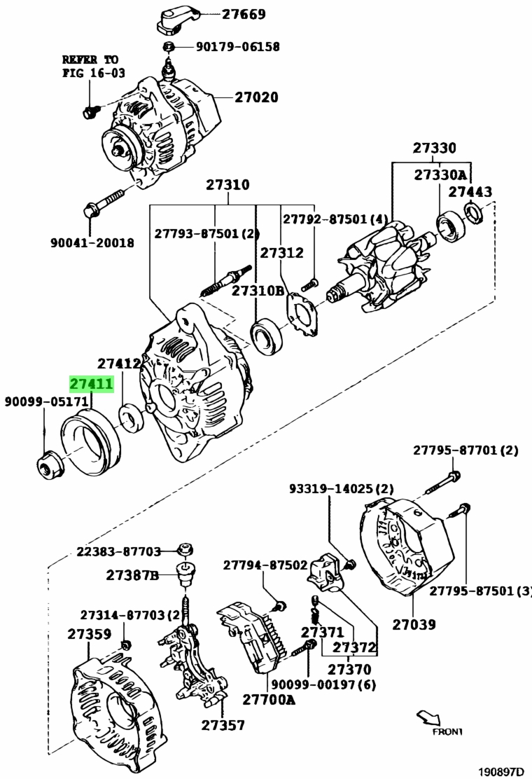 Buy Genuine Toyota 2741197202 (27411-97202) Pulley, Alternator. Prices ...