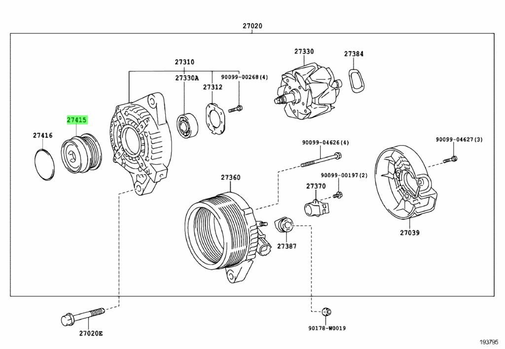 Buy Genuine Toyota 274150T011 (27415-0T011) Pulley, Alternator W/clutch ...
