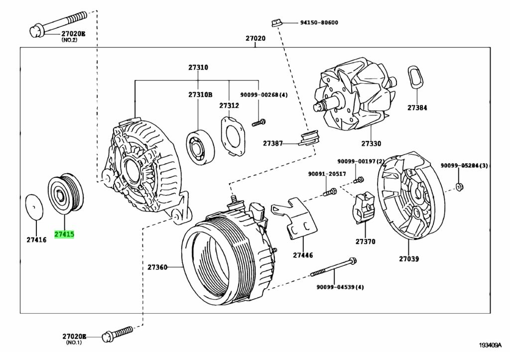 Buy Genuine Toyota 274150W010 (27415-0W010) Pulley, Alternator W/clutch ...