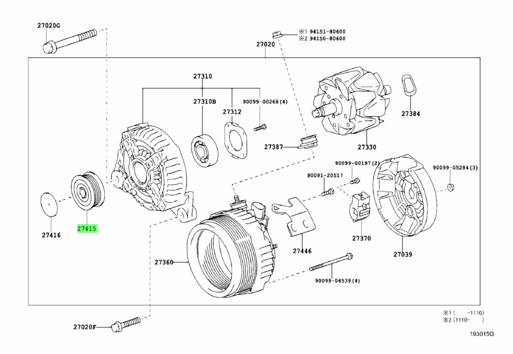 Buy Genuine Toyota 274150W040 (27415-0W040) Pulley, Alternator W/clutch ...