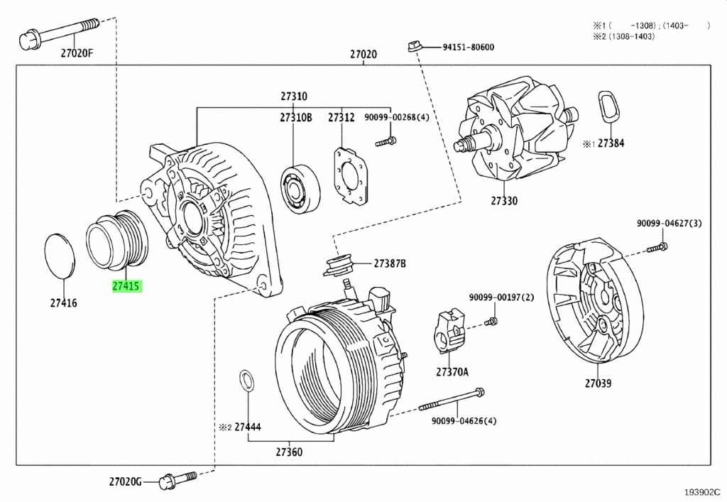 Buy Genuine Toyota 274150Y061 (27415-0Y061) Pulley, Alternator W/clutch ...