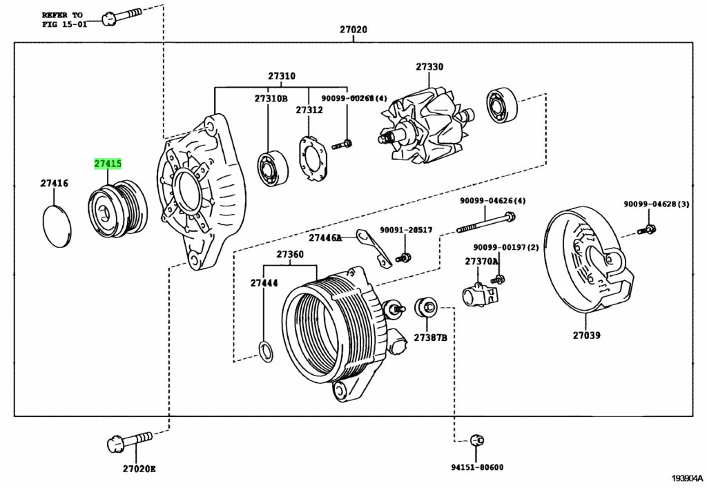 Buy Genuine Toyota 274150Y061 (27415-0Y061) Pulley, Alternator W/clutch ...