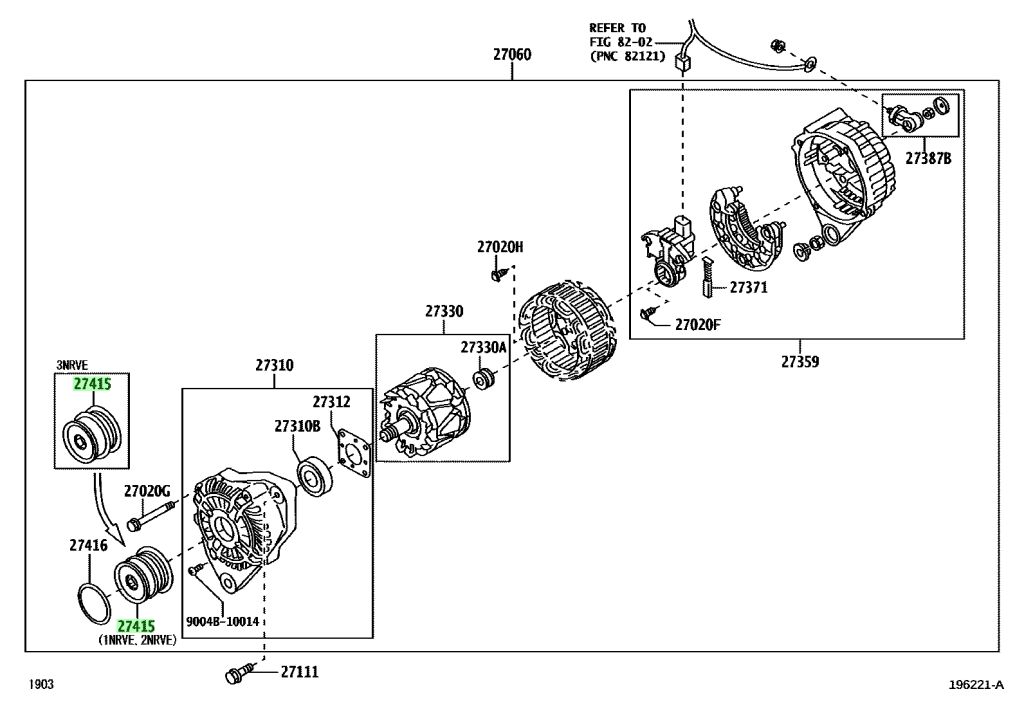 Buy Genuine Toyota 27415B0020 (27415-B0020) Pulley, Alternator W/clutch ...