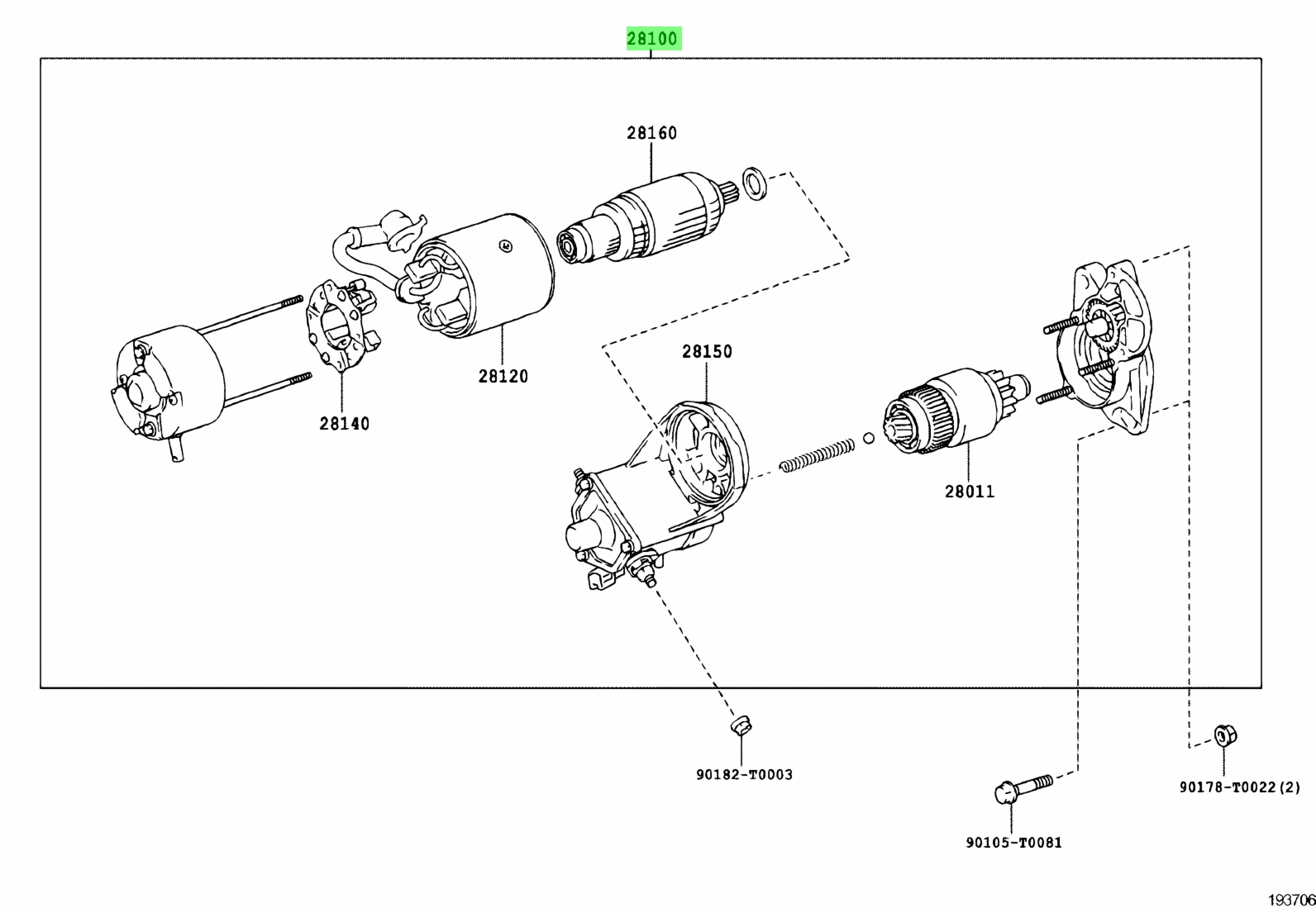 Buy Genuine Toyota 281000L052 (28100-0L052) Starter Assy. Prices, fast ...