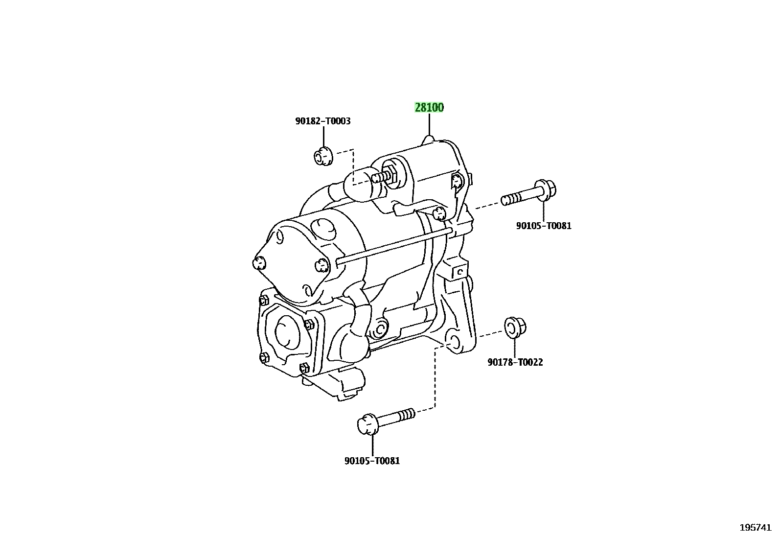 Buy Genuine Toyota 281000L100 (28100-0L100) Starter Assy. Prices, fast ...