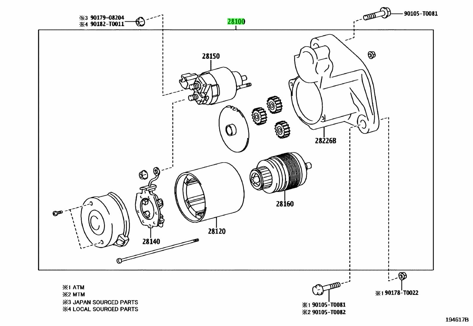 Buy Genuine Toyota 281000L260 (28100-0L260) Starter Assy. Prices, fast ...