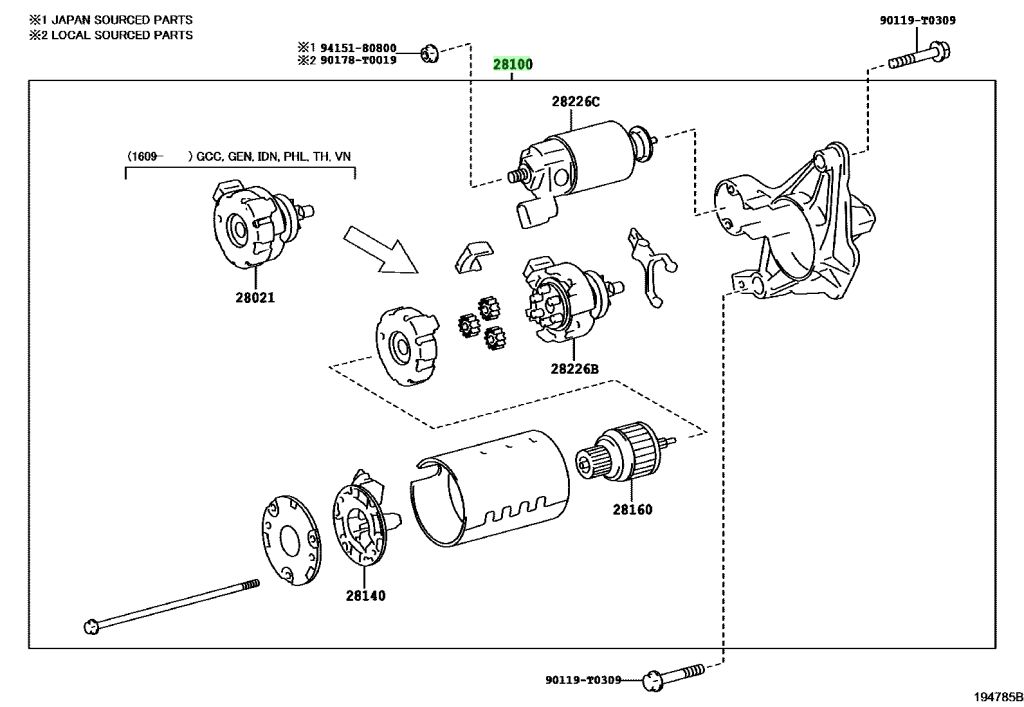 Buy Genuine Toyota 281000Y300 (28100-0Y300) Starter Assy. Photos - Amayama