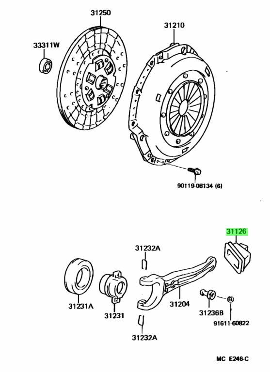 Buy Genuine Toyota 3112660021 (31126-60021) Boot, Clutch Release Fork ...