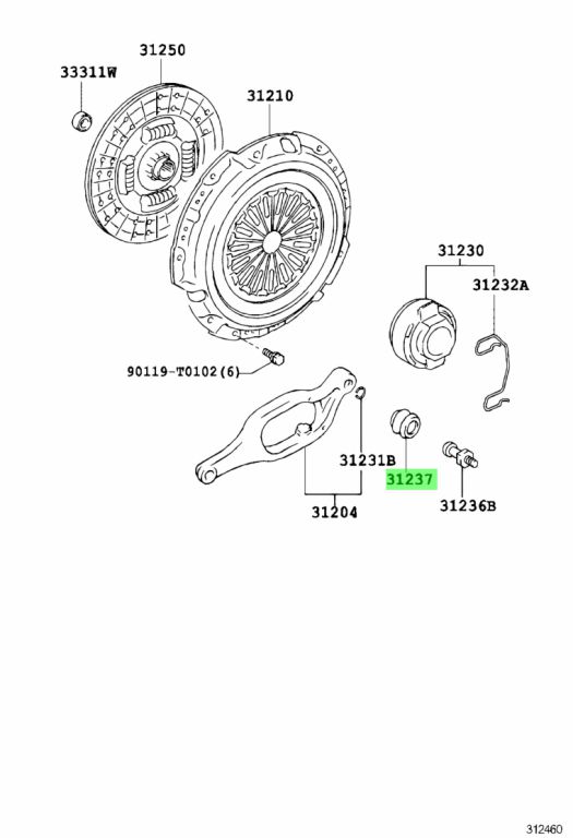 Buy Genuine Toyota 312370K010 (31237-0K010) Boot, Clutch Release Fork ...