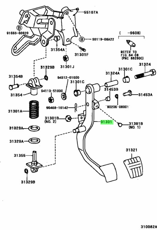 Buy Genuine Toyota 3130124040 (31301-24040) Pedal Sub-Assy, Clutch for ...