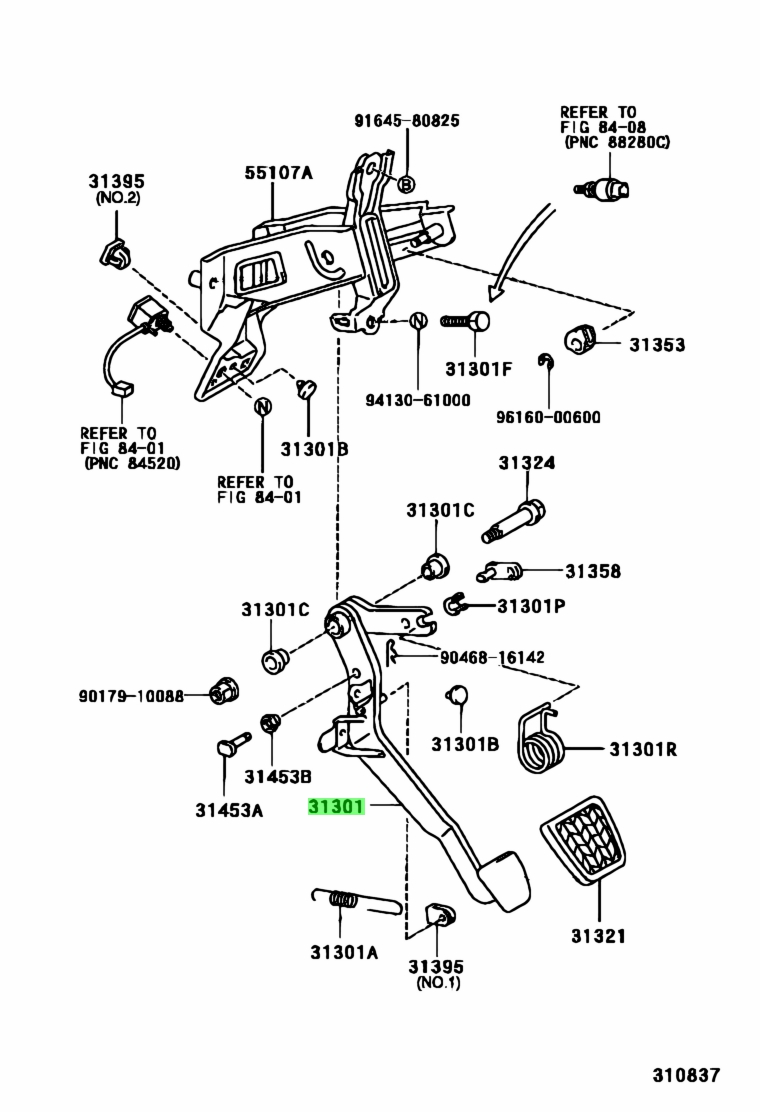 Buy Genuine Toyota 3130133040 (31301-33040) Pedal Sub-Assy, Clutch ...