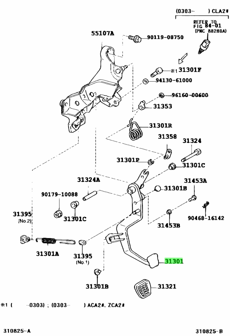 Buy Genuine Toyota 3130142060 (31301-42060) Pedal Sub-Assy, Clutch for ...