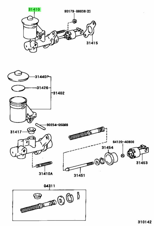 Купить Toyota 3141012300 (31410-12300) Cylinder Assy, Clutch Master ...