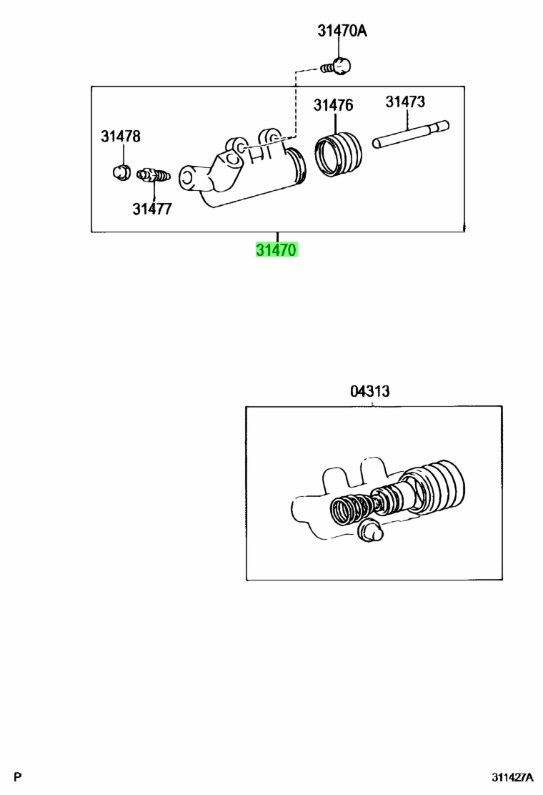 Buy Genuine Toyota 3147026120 (31470-26120) Cylinder Assy, Clutch ...
