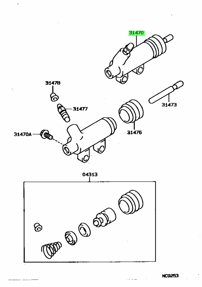Buy Genuine Toyota 3147030222 (31470-30222) Cylinder Assy, Clutch ...