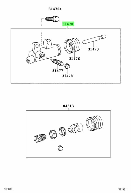 Buy Genuine Toyota 3147043010 (31470-43010) Cylinder Assy, Clutch ...