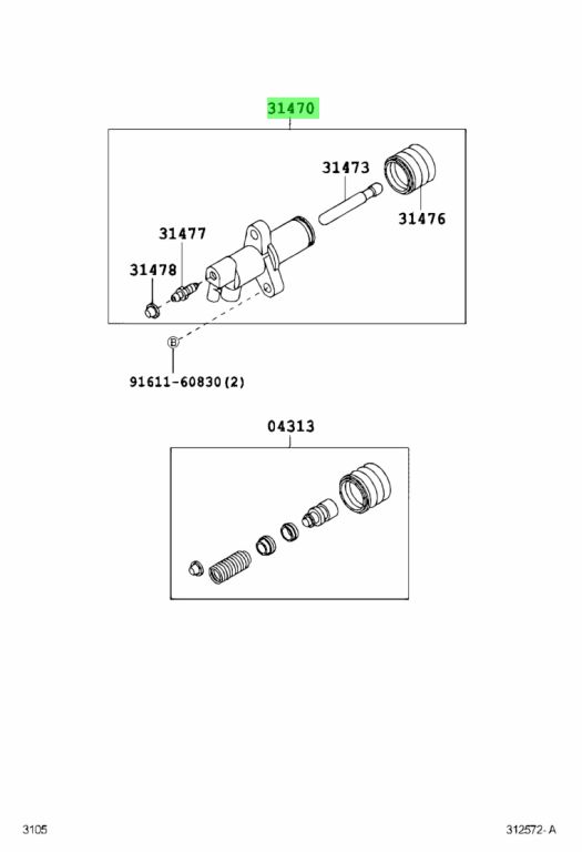 Buy Genuine Toyota 31470BZ050 (31470-BZ050) Cylinder Assy, Clutch ...