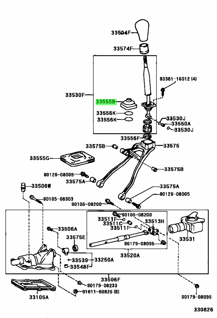Buy Genuine Toyota 3355522130 (33555-22130) Boot, Shift & Select Lever ...