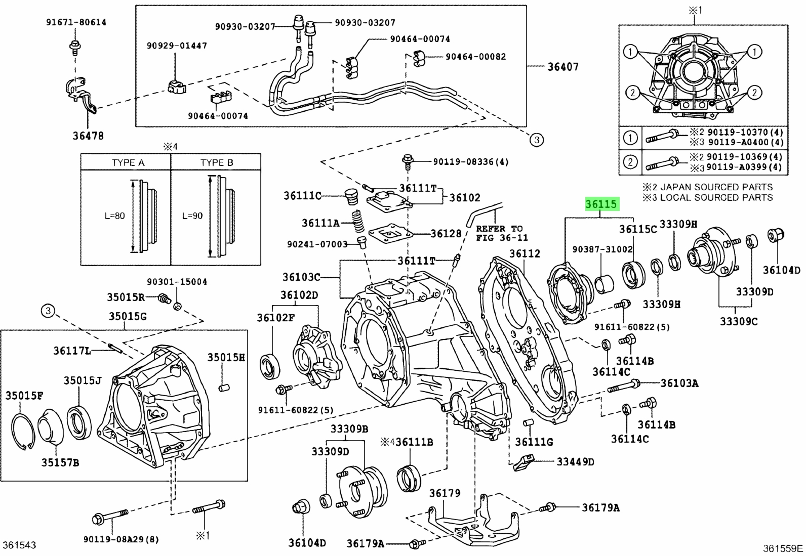 Toyota 3610535050 36105 35050 Housing Sub Assy Toyota 3610535050 36105 35050 Housing Sub Assy