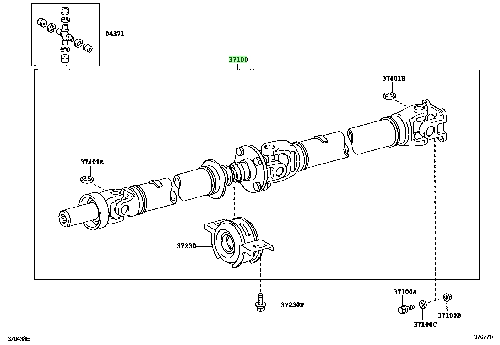 Buy Genuine Toyota 371000K202 (37100-0K202) Shaft Assy, Propeller W ...