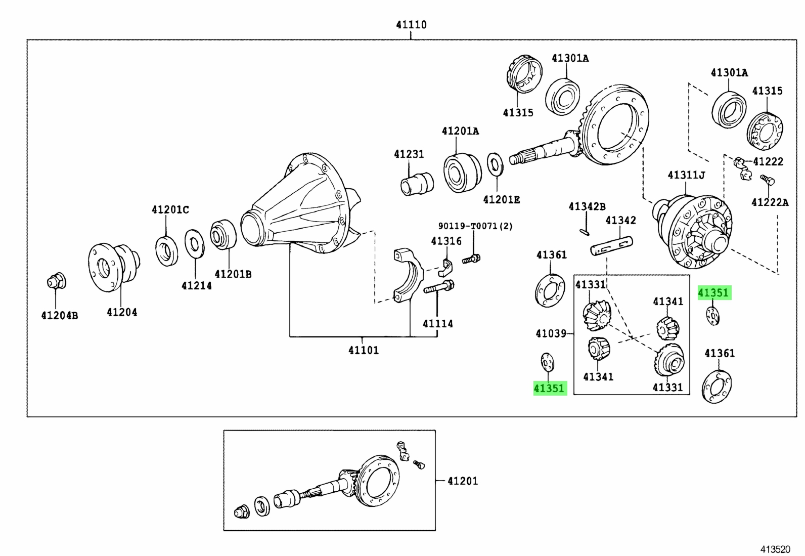 Buy Genuine Toyota 413510K020 (41351-0K020) Washer, Rear Differential ...