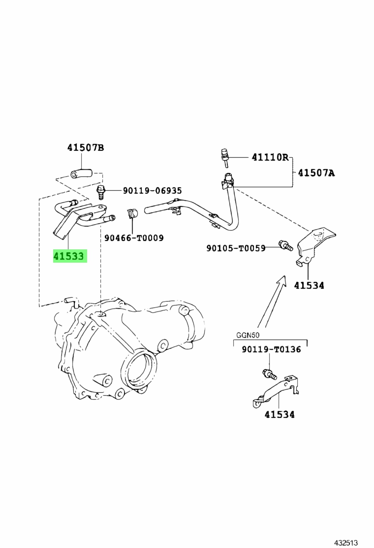 Buy Genuine Toyota 415330K041 (41533-0K041) Tube, Front Differential ...