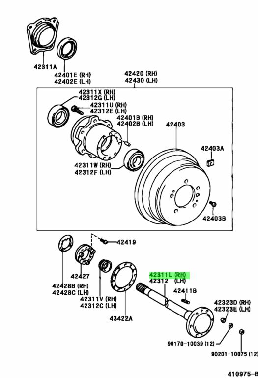 Buy Genuine Toyota 4231160190 (42311-60190) Shaft, Rear Axle, Rh ...