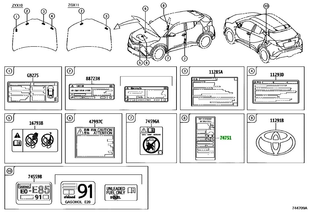 Buy Genuine Toyota 42661F4250 (42661-F4250) Label, Tire Pressure ...