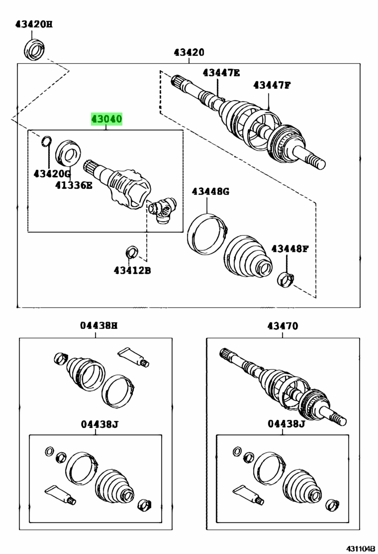 Buy Genuine Toyota 4304042031 (43040-42031) Joint Assy, Front Drive ...