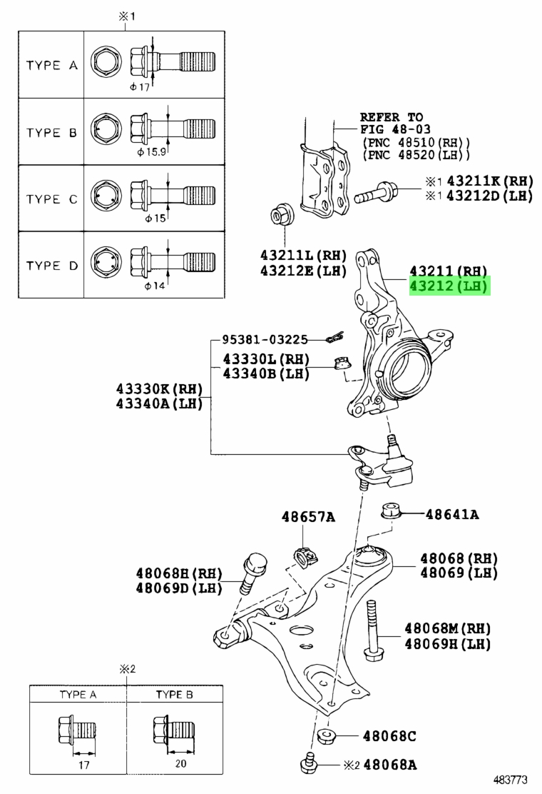 Buy Genuine Toyota 43212AA010 (43212-AA010) Knuckle, Steering, Lh ...