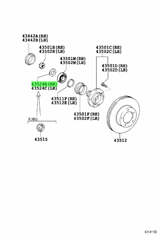 Buy Genuine Toyota 435240K010 (43524-0K010) Spacer, Front Wheel Inner ...
