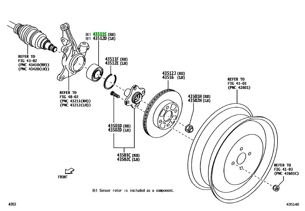 Buy Genuine Toyota 43560BZ010 (43560-BZ010) Bearing (For Front Axle Hub ...