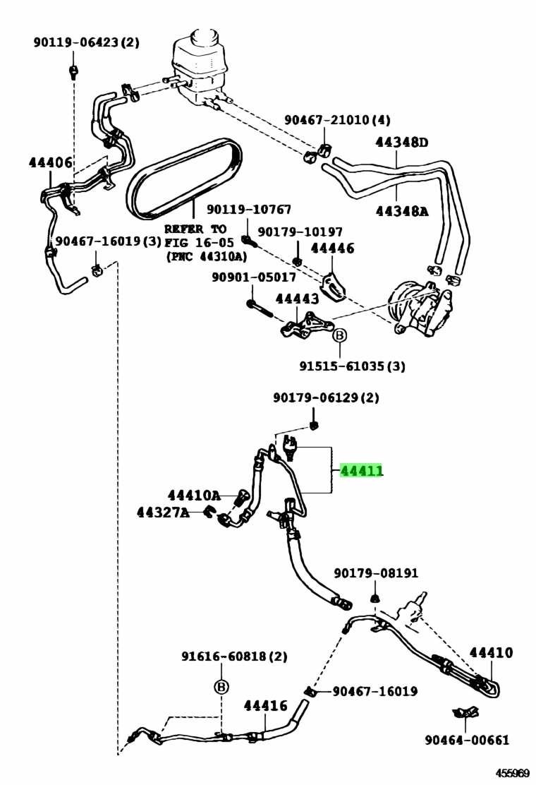 Buy Genuine Toyota 4441133040 (44411-33040) Hose, Pressure Feed. Prices ...