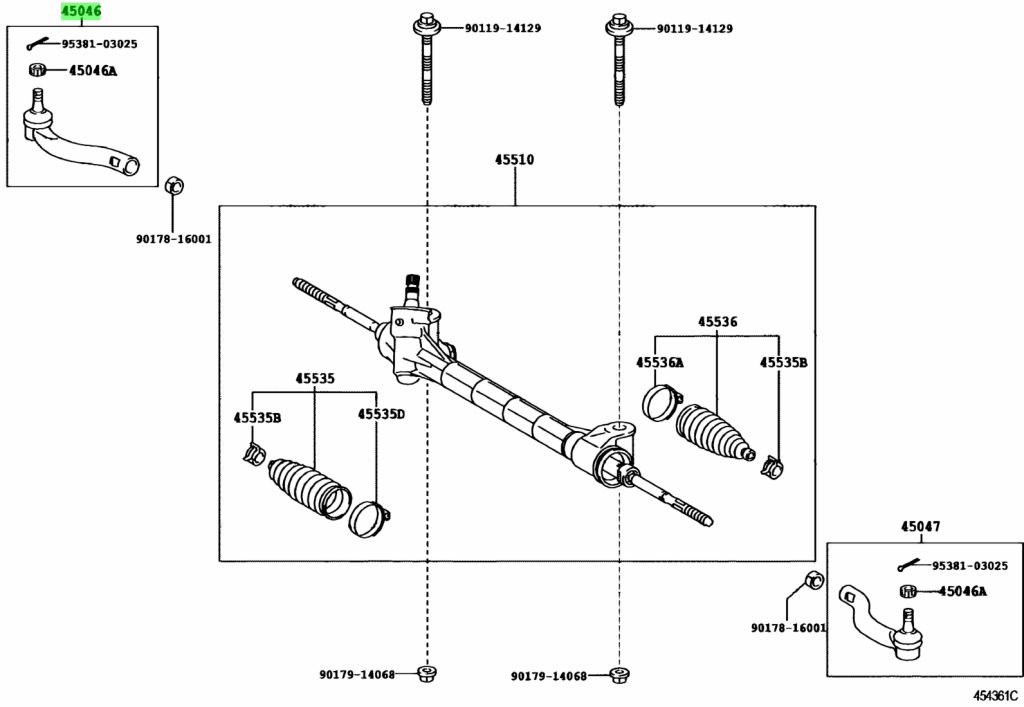 Buy Genuine Toyota 4504649195 (45046-49195) End Sub-Assy, Tie Rod, Rh ...