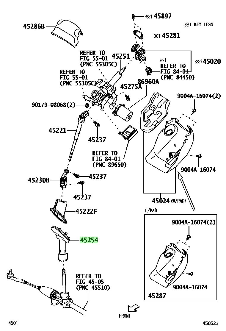 Buy Genuine Toyota 45254BZ350 (45254-BZ350) Shield, Steering Column ...