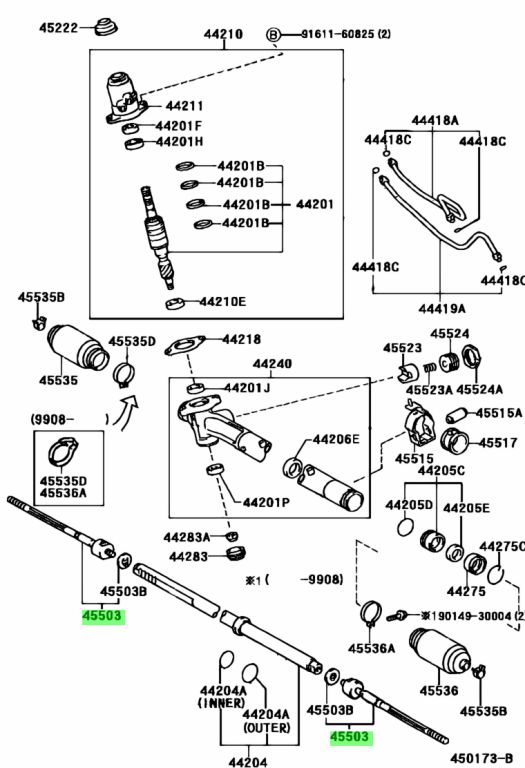 Buy Genuine Toyota 4550339135 (45503-39135) End Sub-Assy, Steering Rack ...