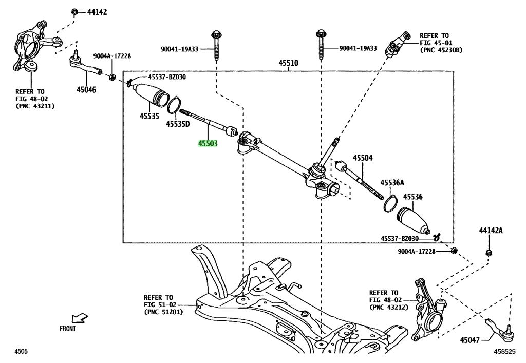 Buy Genuine Toyota 45503BZ350 (45503-BZ350) End Sub-Assy, Steering Rack ...